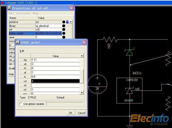 TL431阴极电流和参考端电压关系的仿真-elecinfo电子信息网